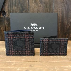 Coach | Bags | Nwt Authentic Coach Signature 3in Plaid Wallet | Poshmark